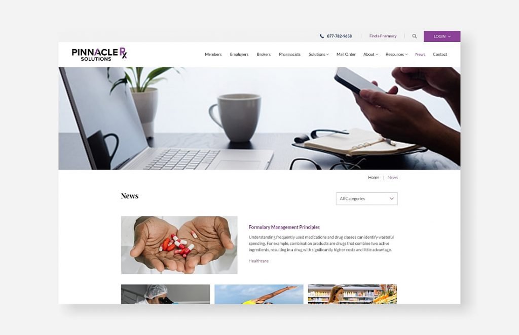 PinnacleRx Solutions WordPress for professional services