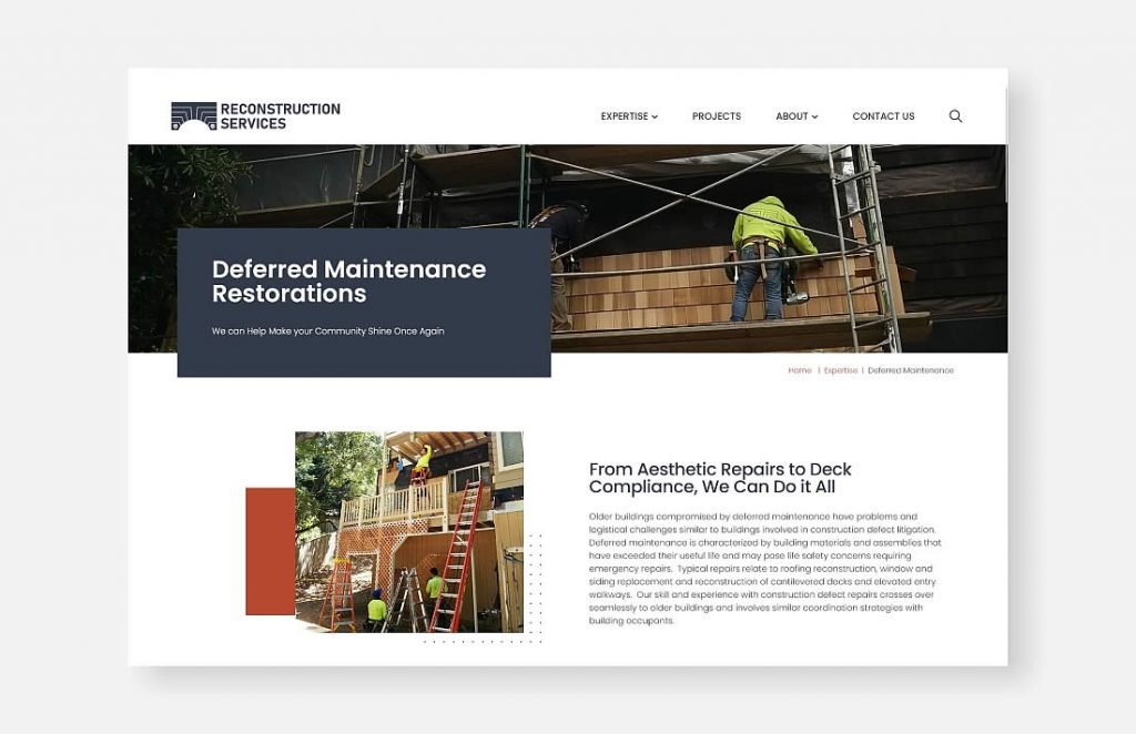 Reconstruction Services WordPress website design & development