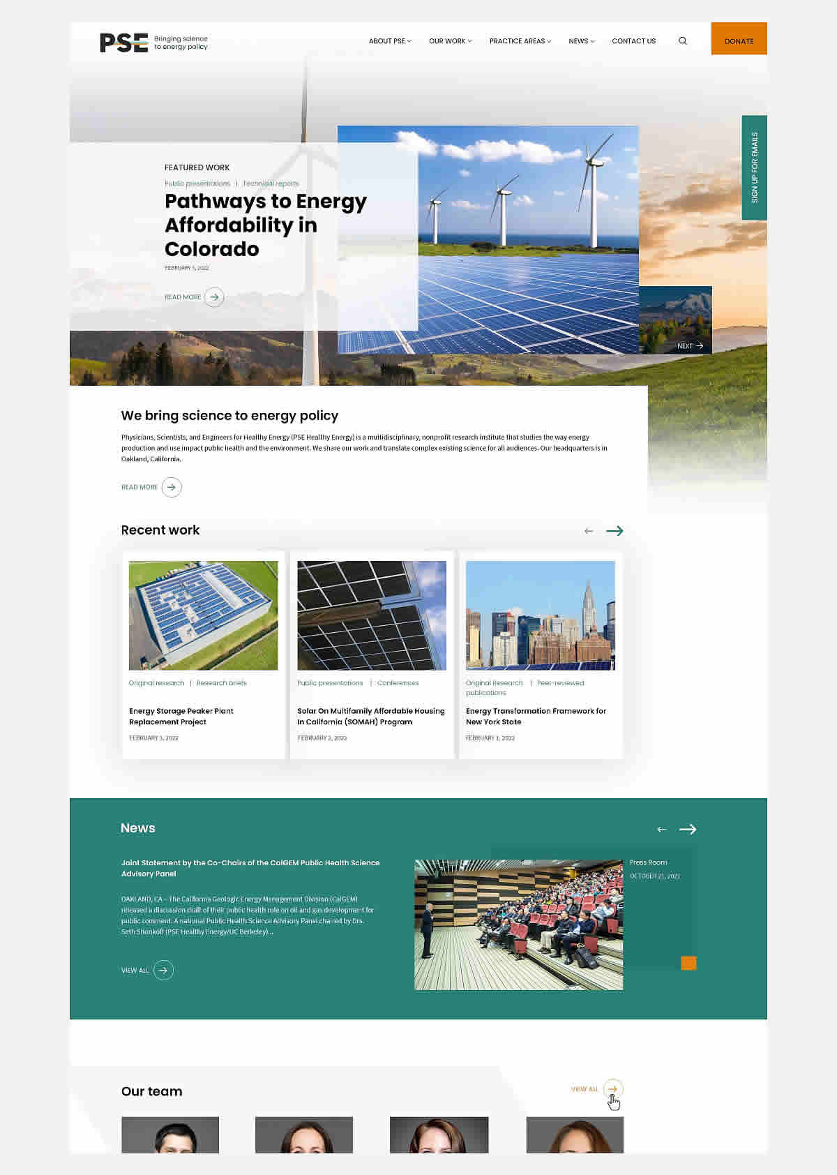 PSE Healthy Energy website case study on WordPress